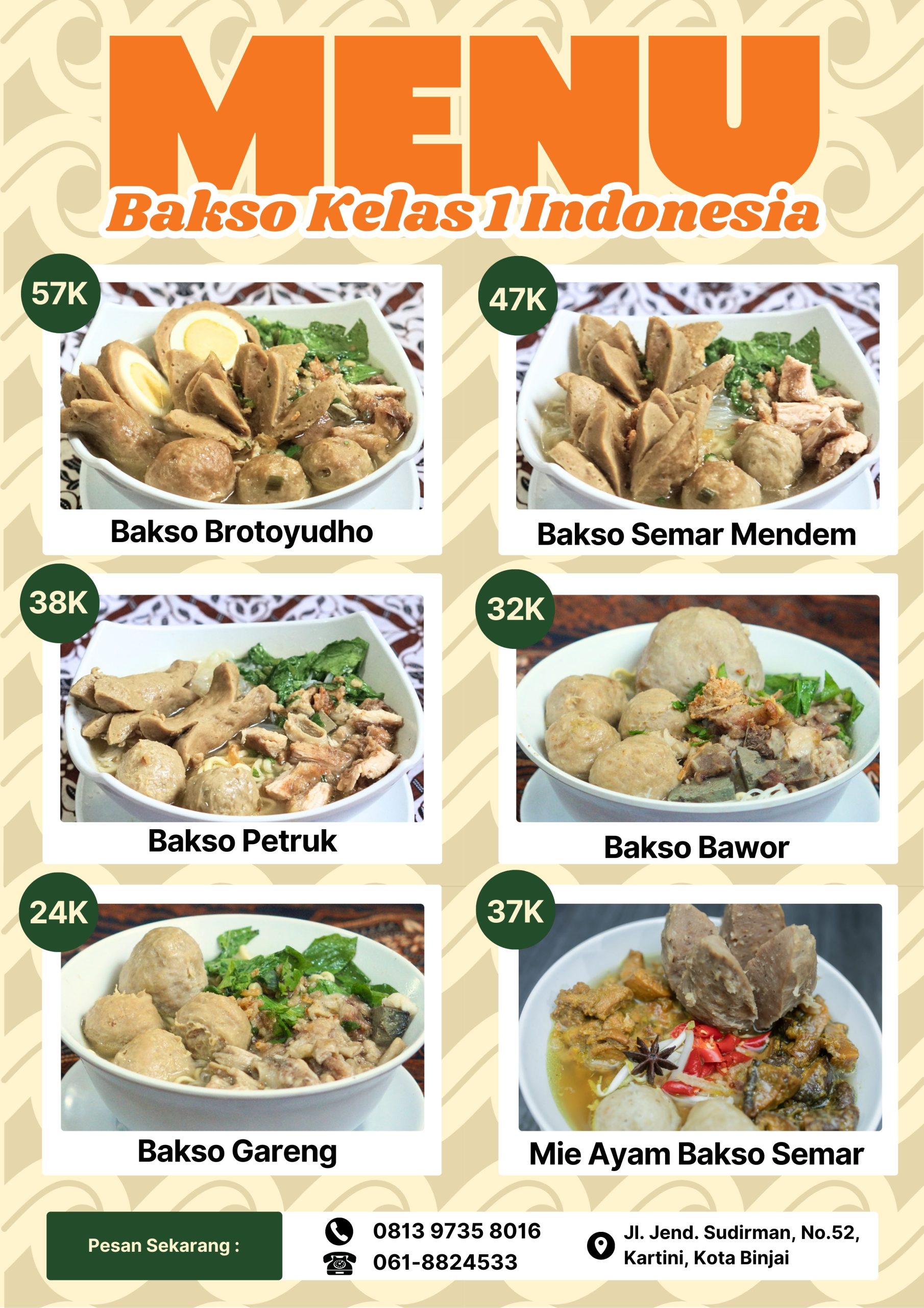 Daftar Menu Bakso Mataram Gatsu - Mataram Group